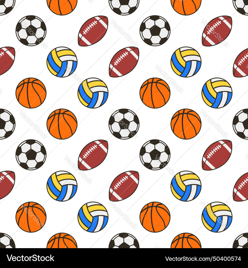 Seamless background with sports balls Royalty Free Vector
