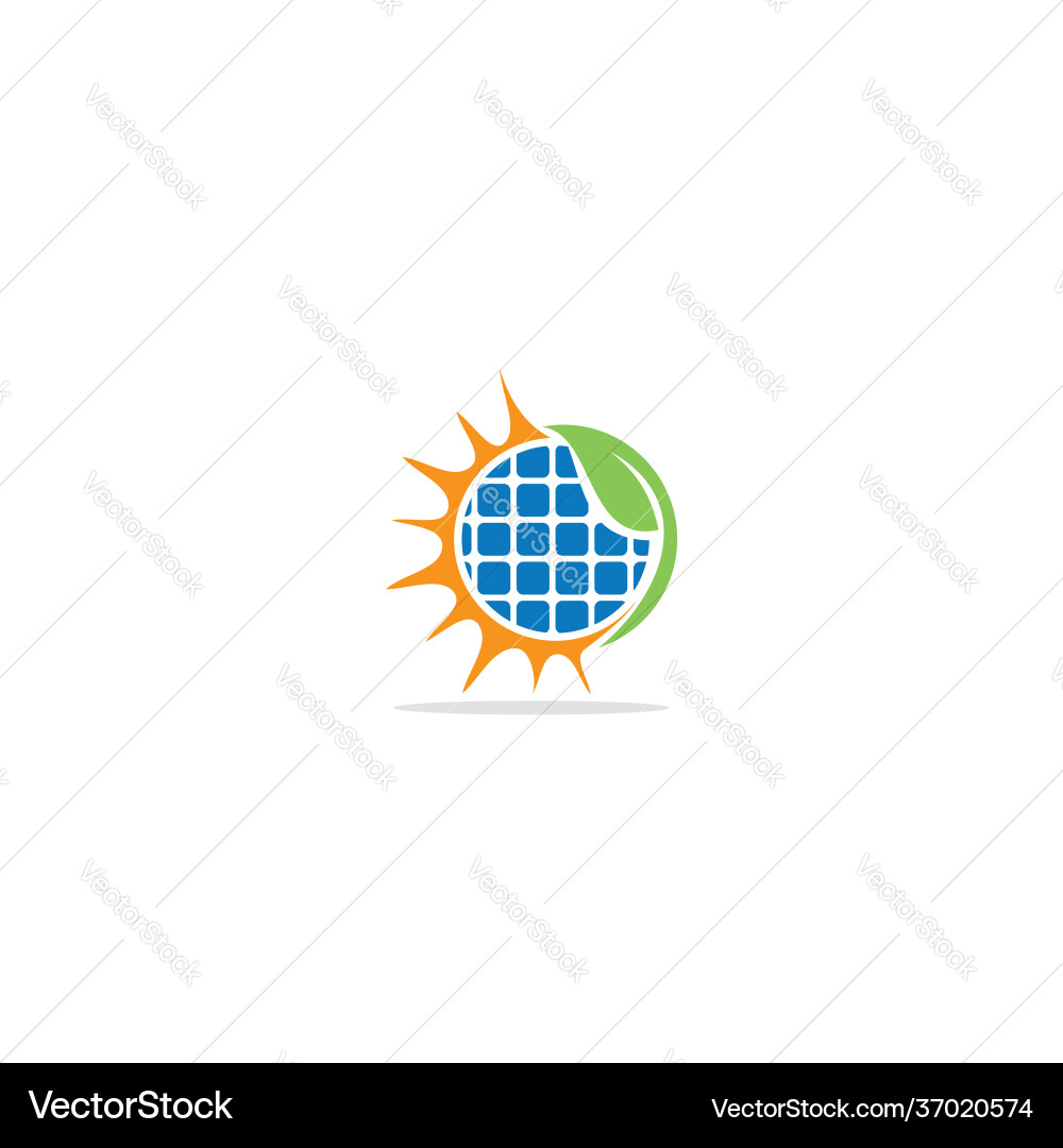 Solar panel sun green leaf logo Royalty Free Vector Image