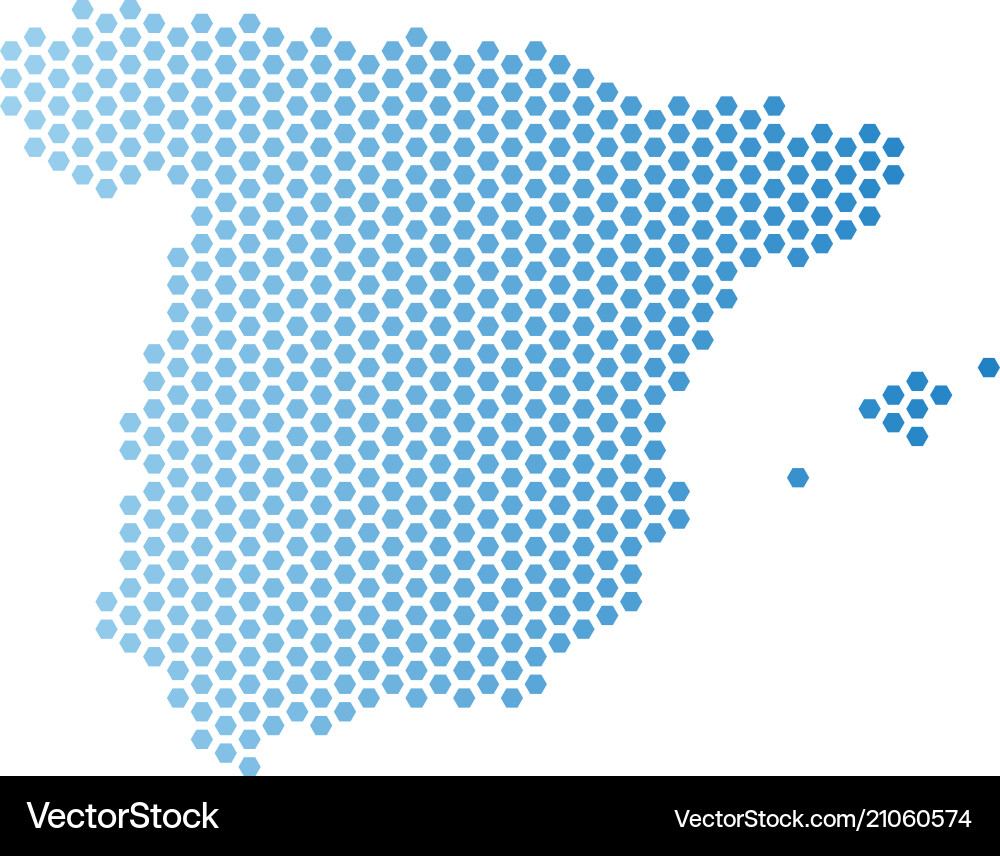 Spain map hex tile scheme Royalty Free Vector Image