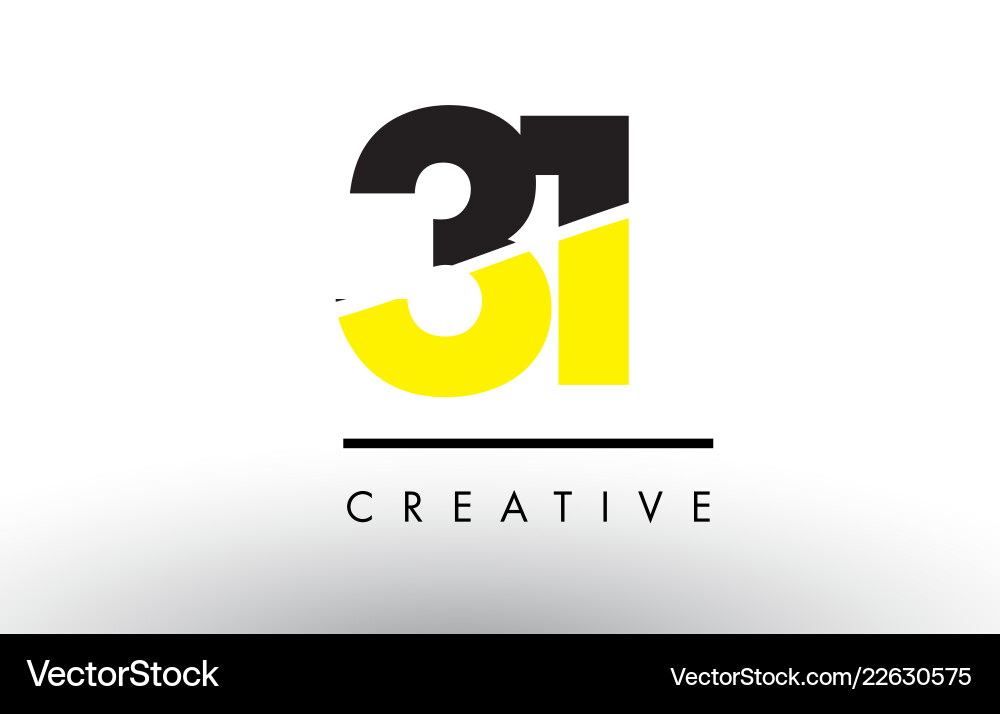 31 black and yellow number logo design Royalty Free Vector