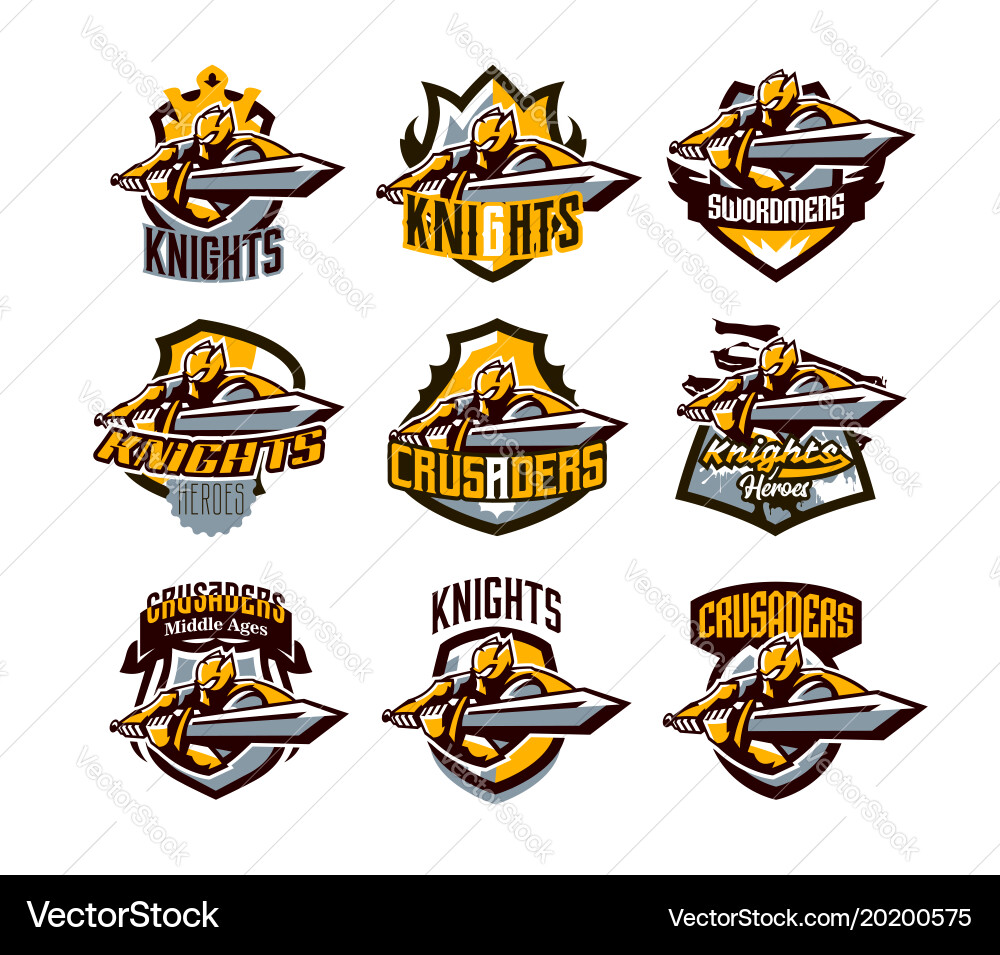 A collection of colorful logos stickers emblems Vector Image