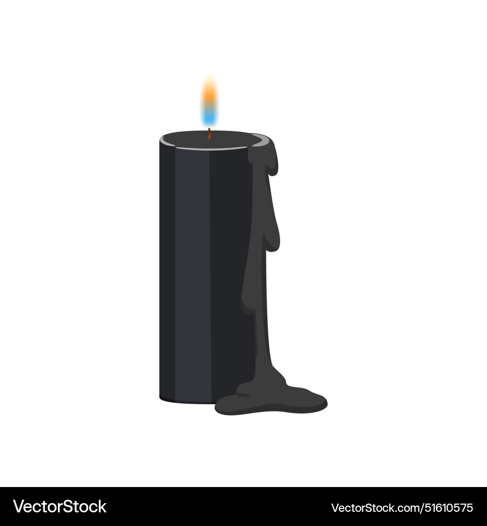 Black candle with fire on wick for witchcraft Vector Image