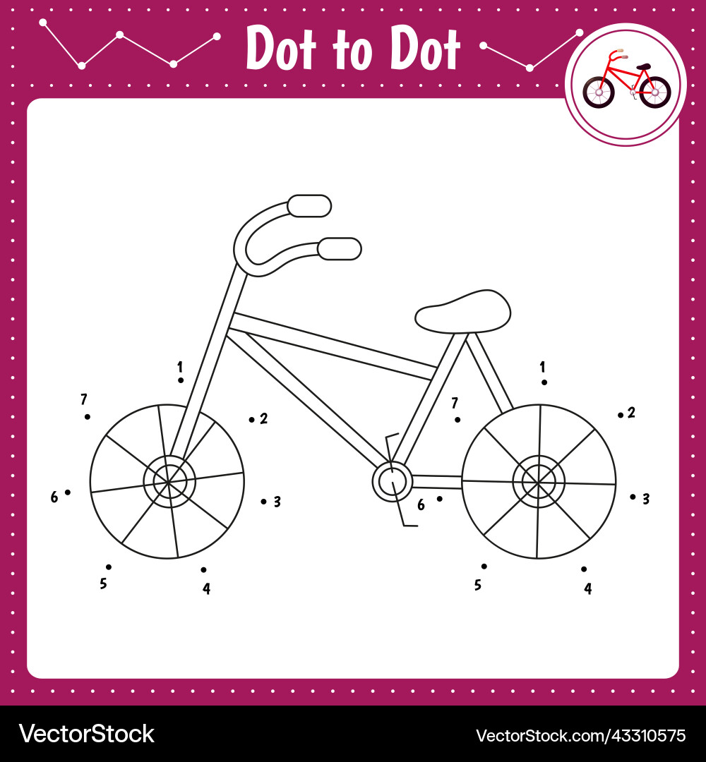 Connect the dots bicycle dot to educational Vector Image