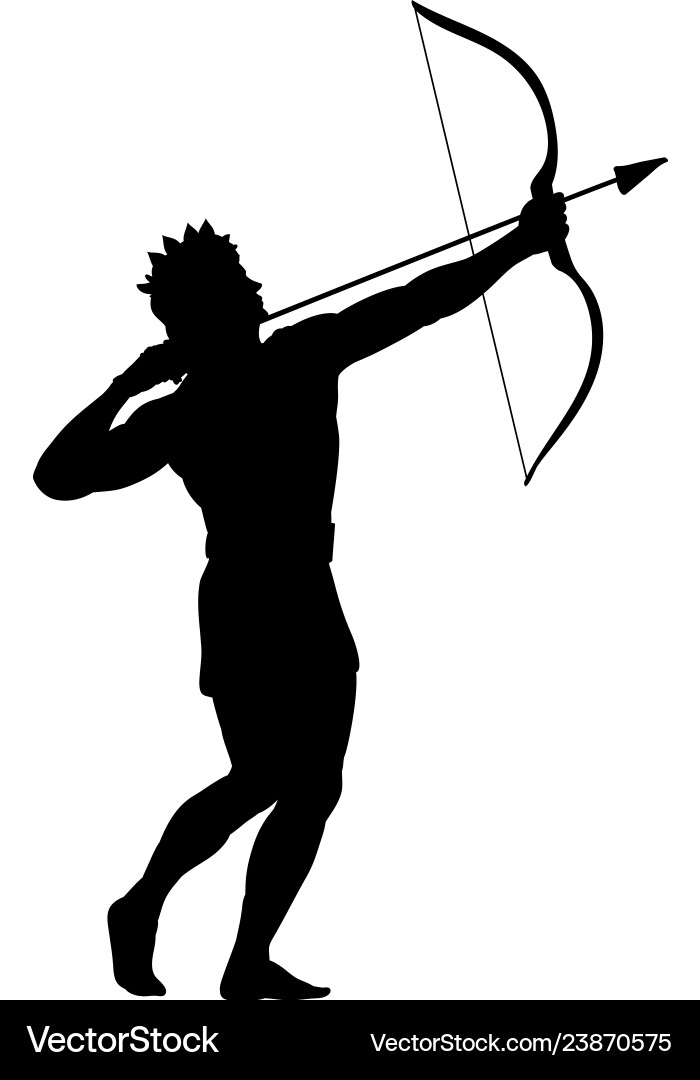 God apollon archer silhouette ancient mythology Vector Image