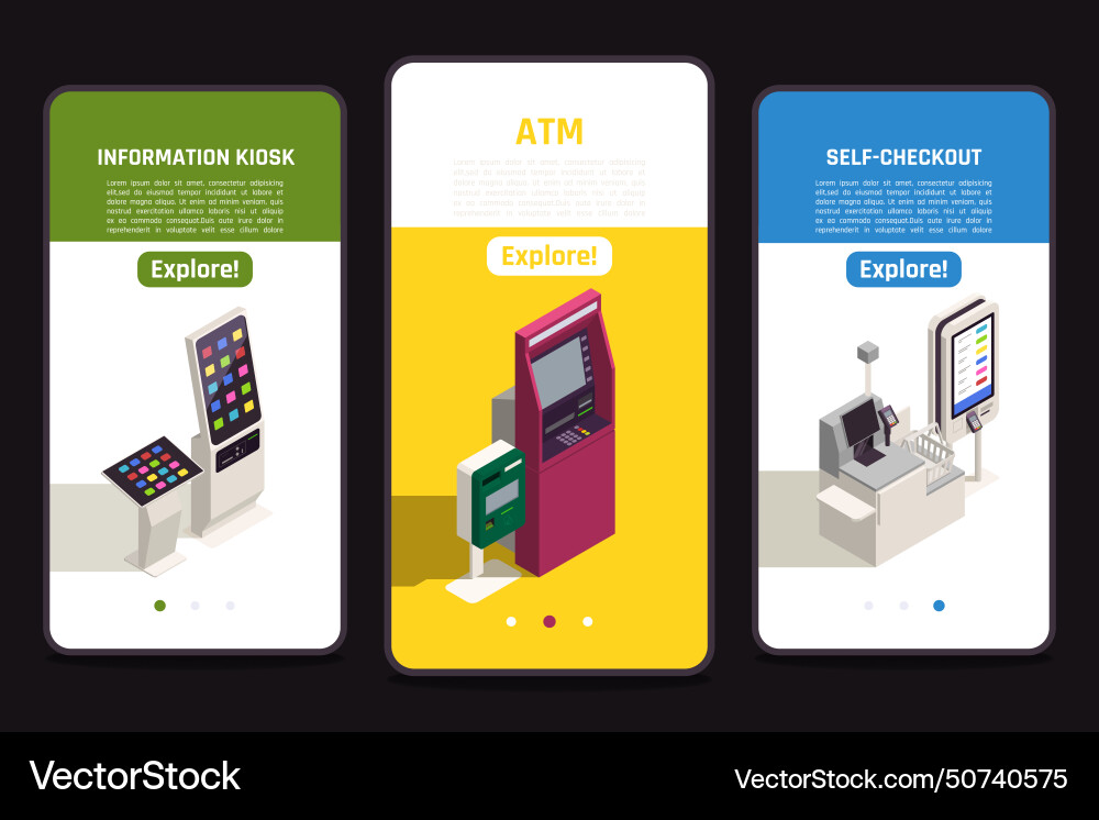 Interfaces isometric banners set Royalty Free Vector Image