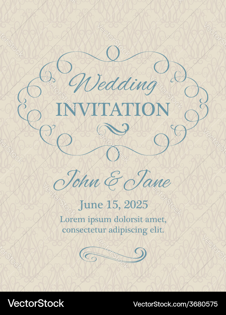 Invitation with calligraphy design elements Vector Image