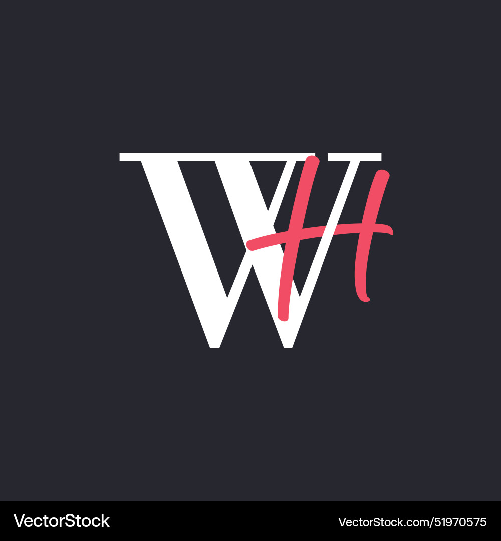 Letter wh logo perfectly blended initials Vector Image