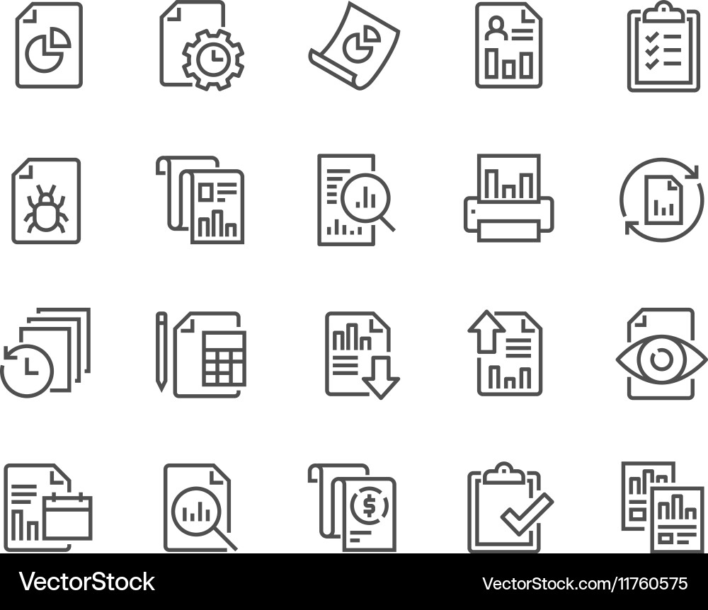 Line report icons Royalty Free Vector Image - VectorStock
