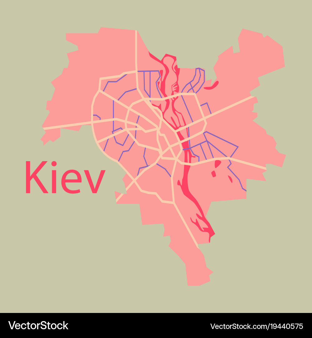 Map of the districts kiev ukraine flat Royalty Free Vector