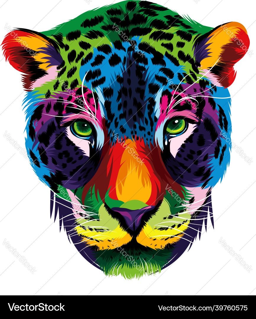 Multicolor Jaguar Head Royalty Free Vector Image