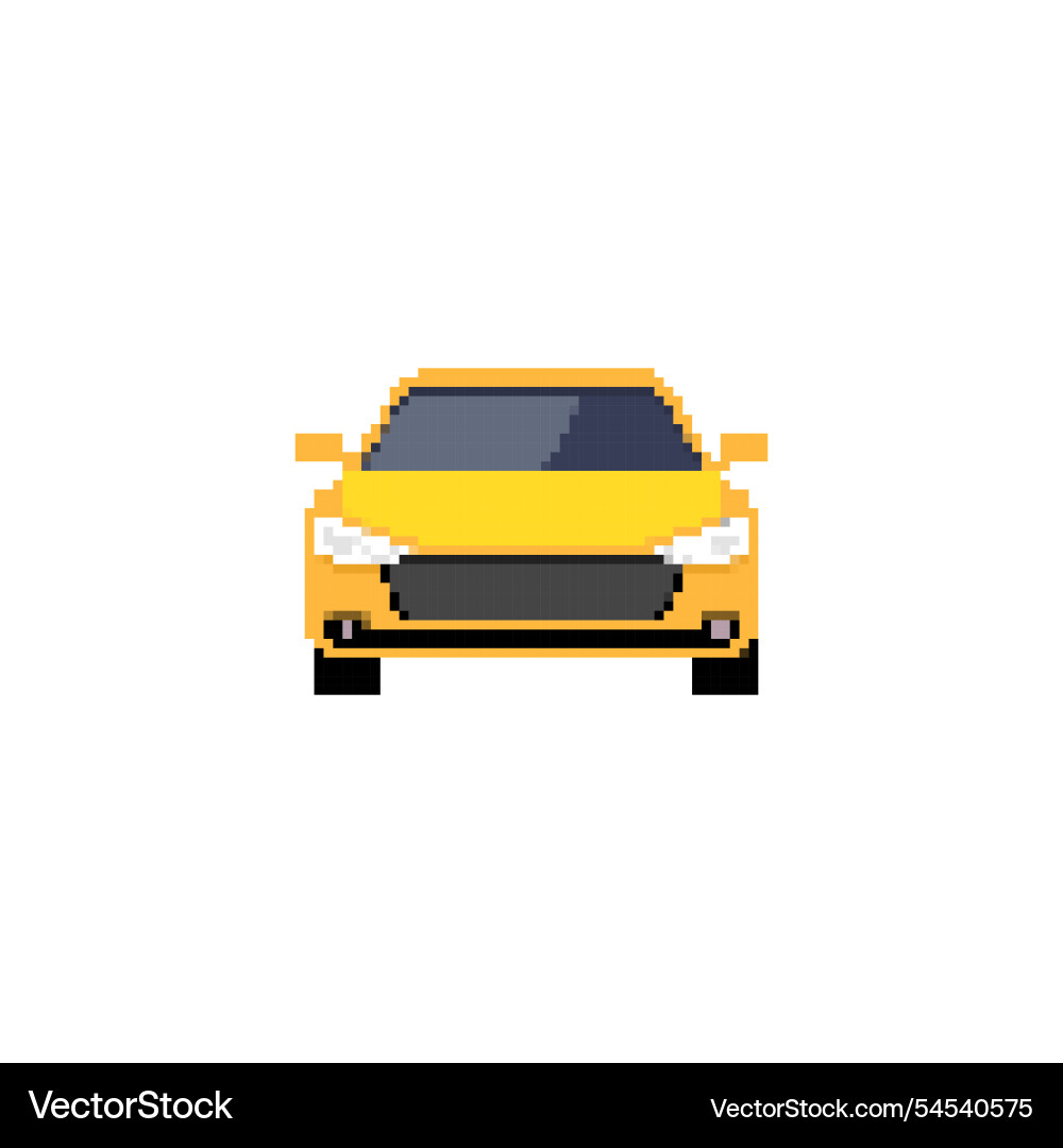 Pixelated sports car icon in front view retro Vector Image