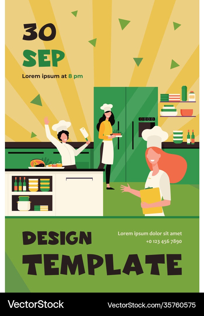 Professional chefs cooking at restaurant kitchen Vector Image