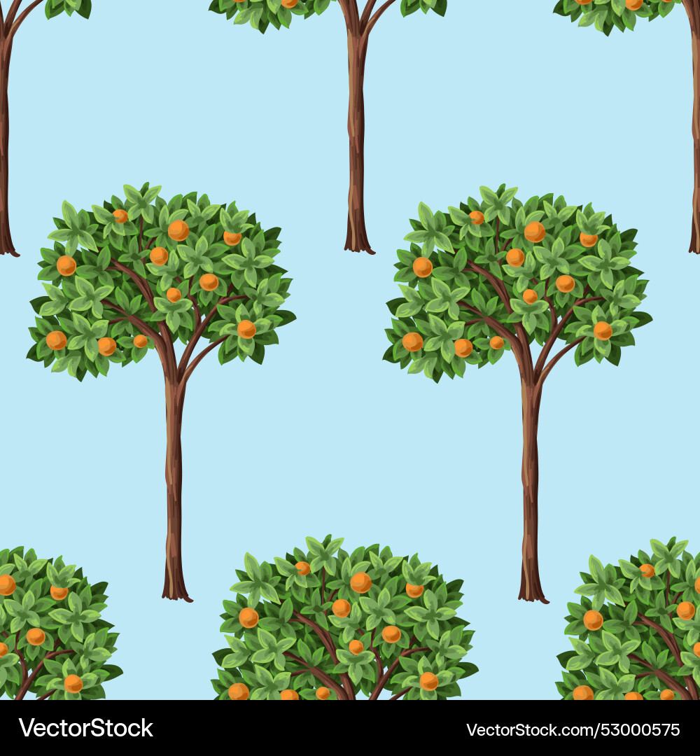 Seamless pattern with orange trees isolated Vector Image