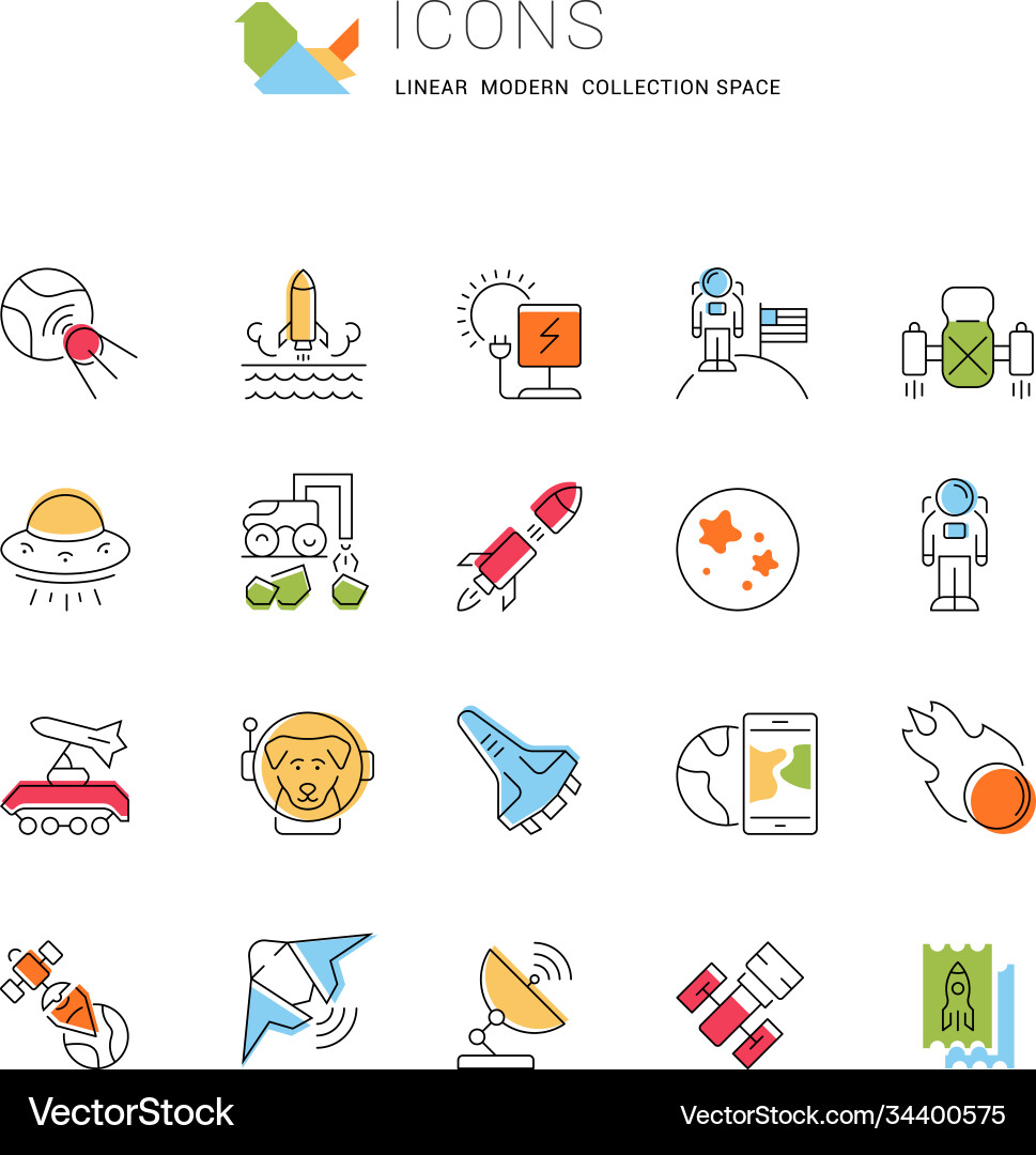 Set line icons space Royalty Free Vector Image