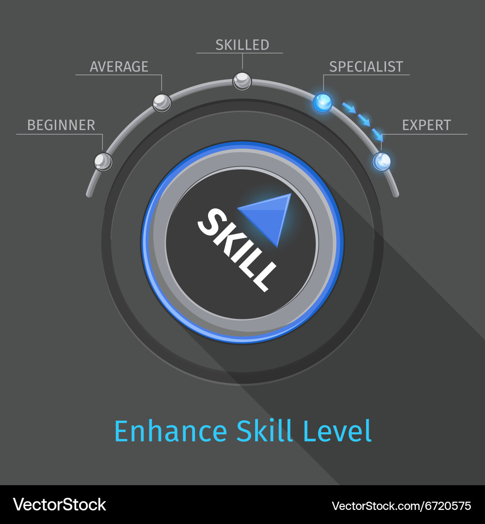 Skill levels knob button or switch Royalty Free Vector Image