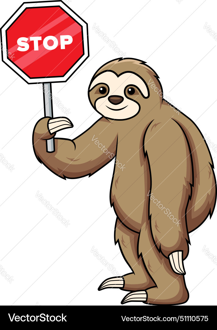 Sloth holding stop sign cartoon clip art – Royalty-Free Vector ...