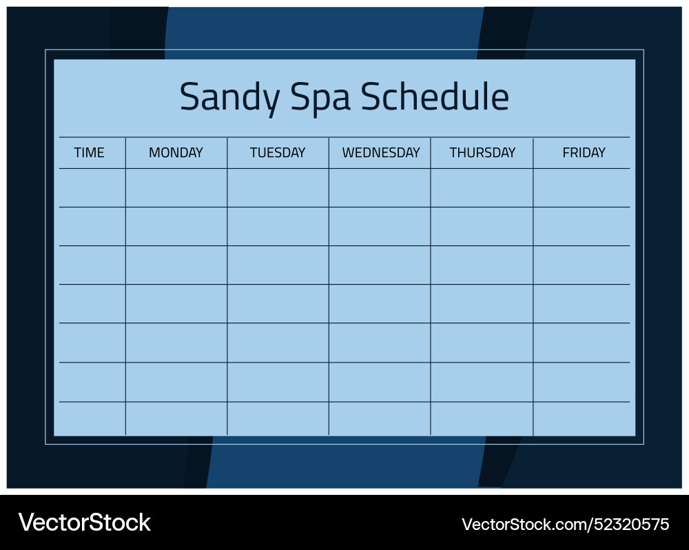 Spa schedule template design Royalty Free Vector Image