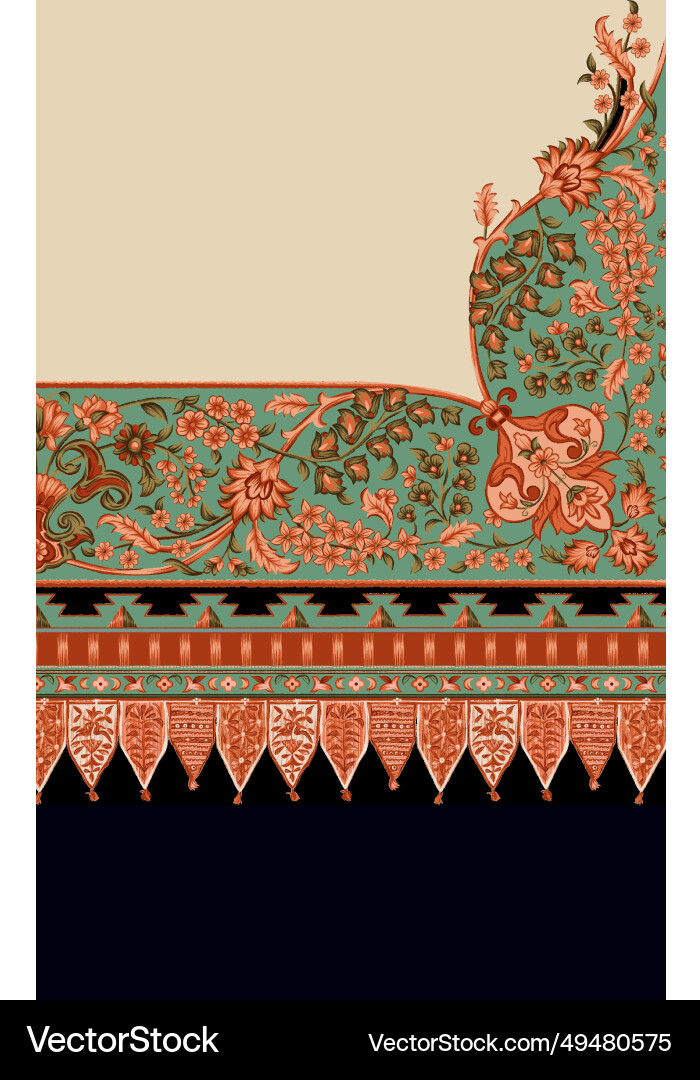 Textile design motif mughal botanical patterns Vector Image