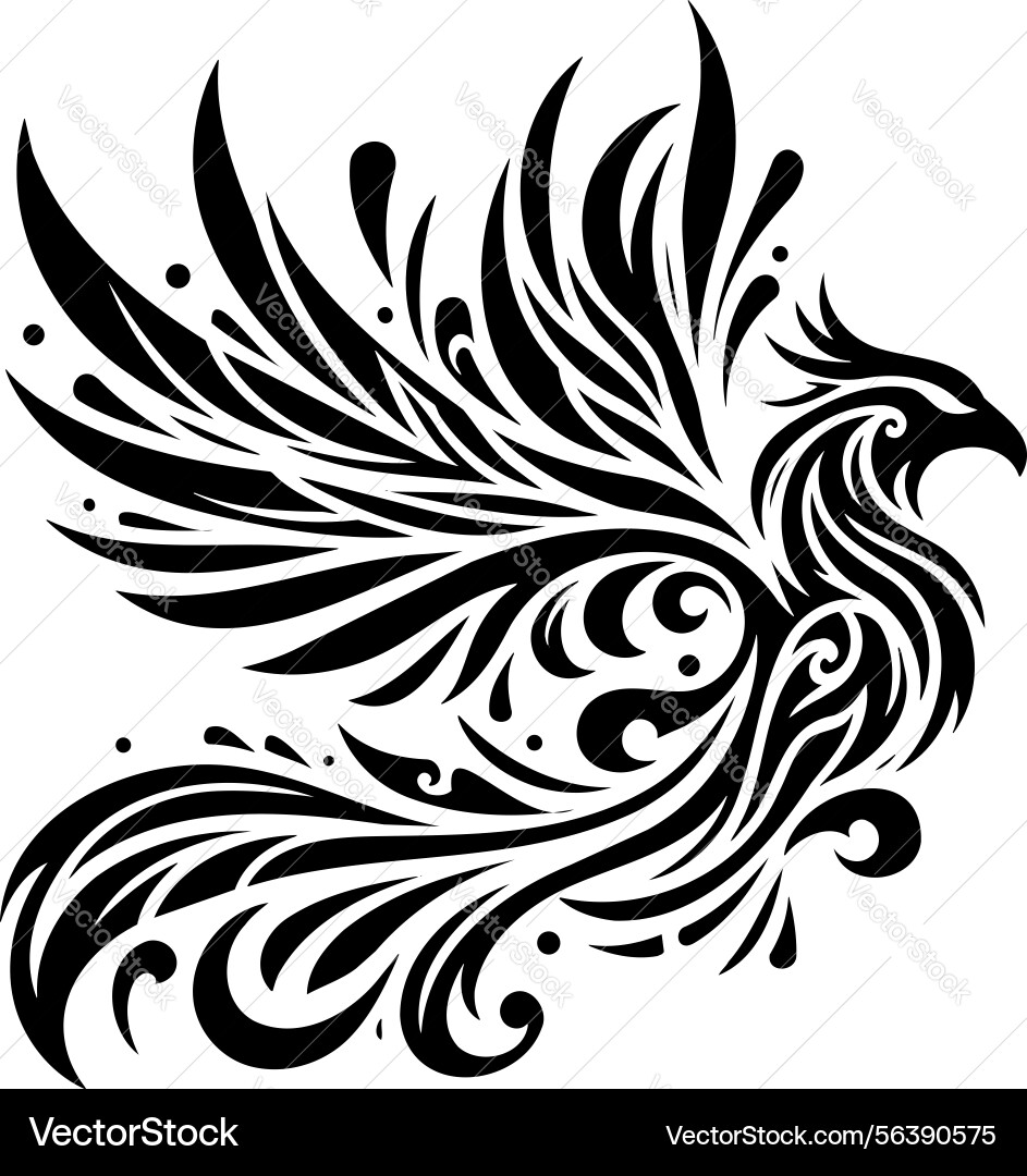 X-default isolated black and white phoenix Vector Image