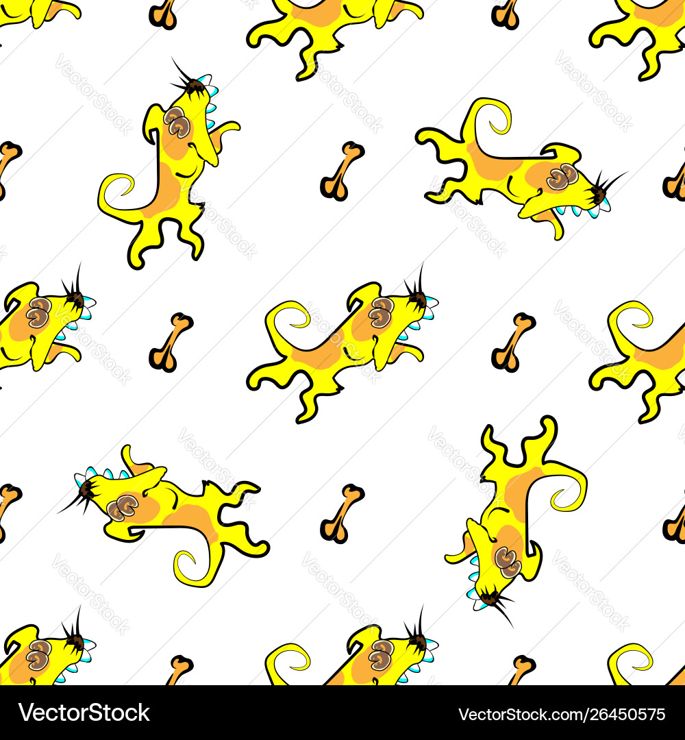 Yellow dog seamless pattern isolated on white Vector Image