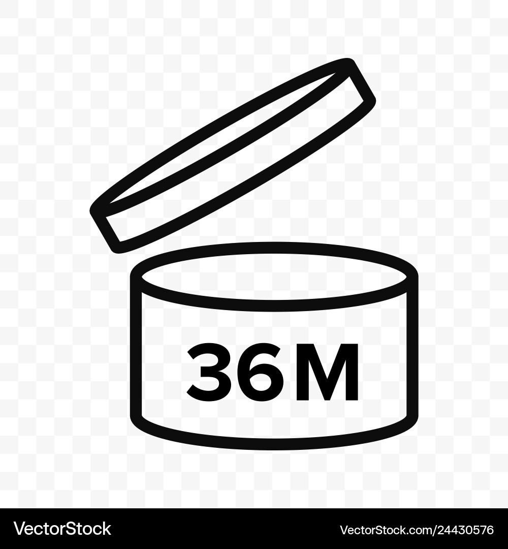 36m icon cosmetic open month life shelf Royalty Free Vector