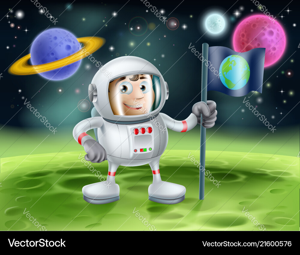 Astronaut outer space cartoon Royalty Free Vector Image