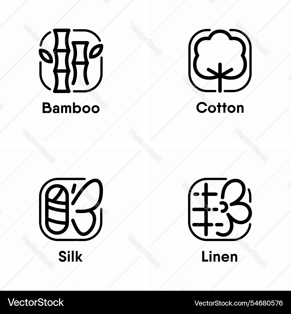 Bamboo cotton silk linen information signs Vector Image