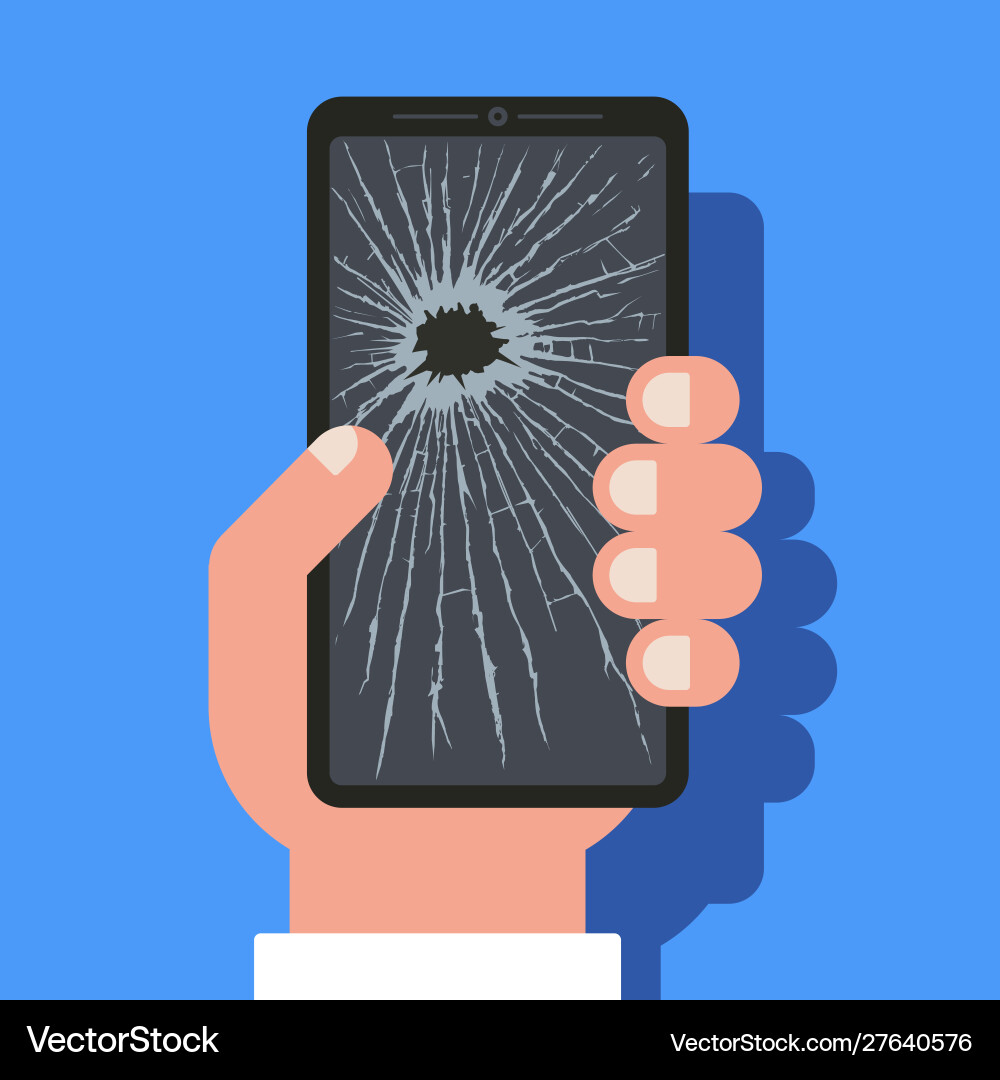 Broken screen mobile phone Royalty Free Vector Image
