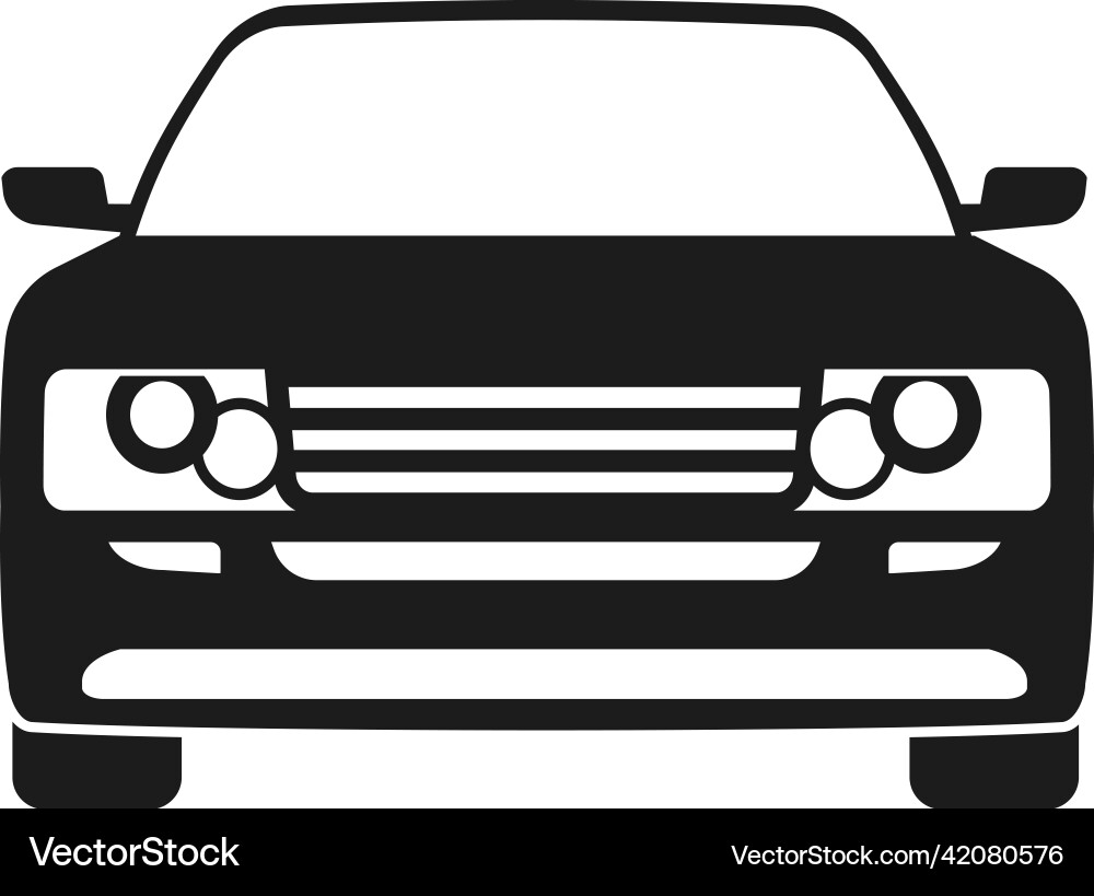 Car front view black auto icon transport symbol Vector Image