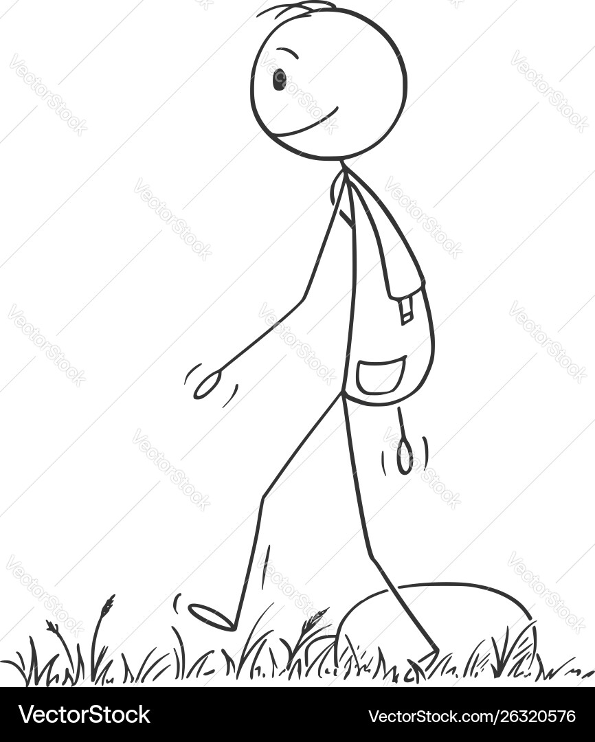 Cartoon Hiker with Backpack Royalty Free Vector Image