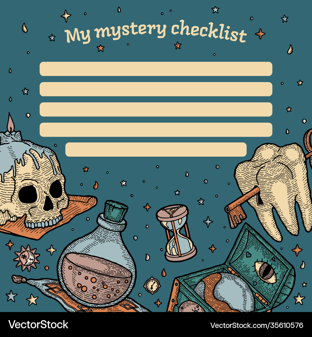 Checklist for young wizard magic element Vector Image