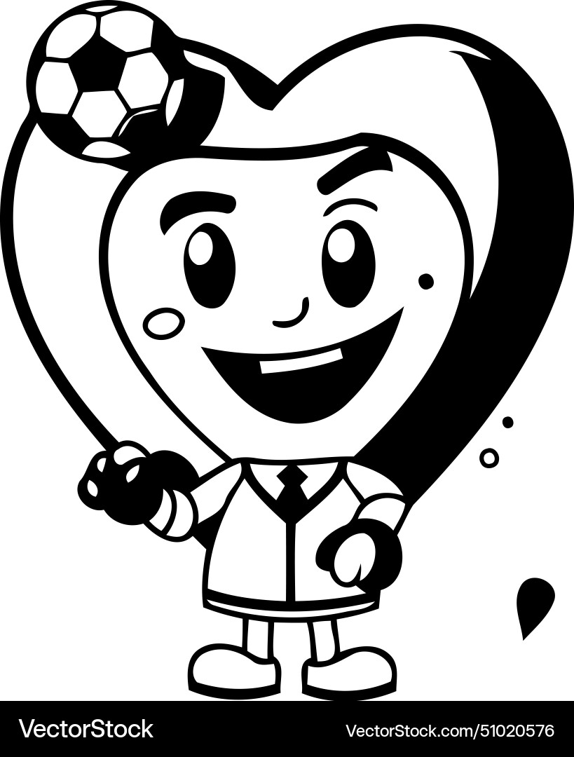 Cute cartoon heart character playing soccer Vector Image Cute cartoon heart character playing soccer Vector Image