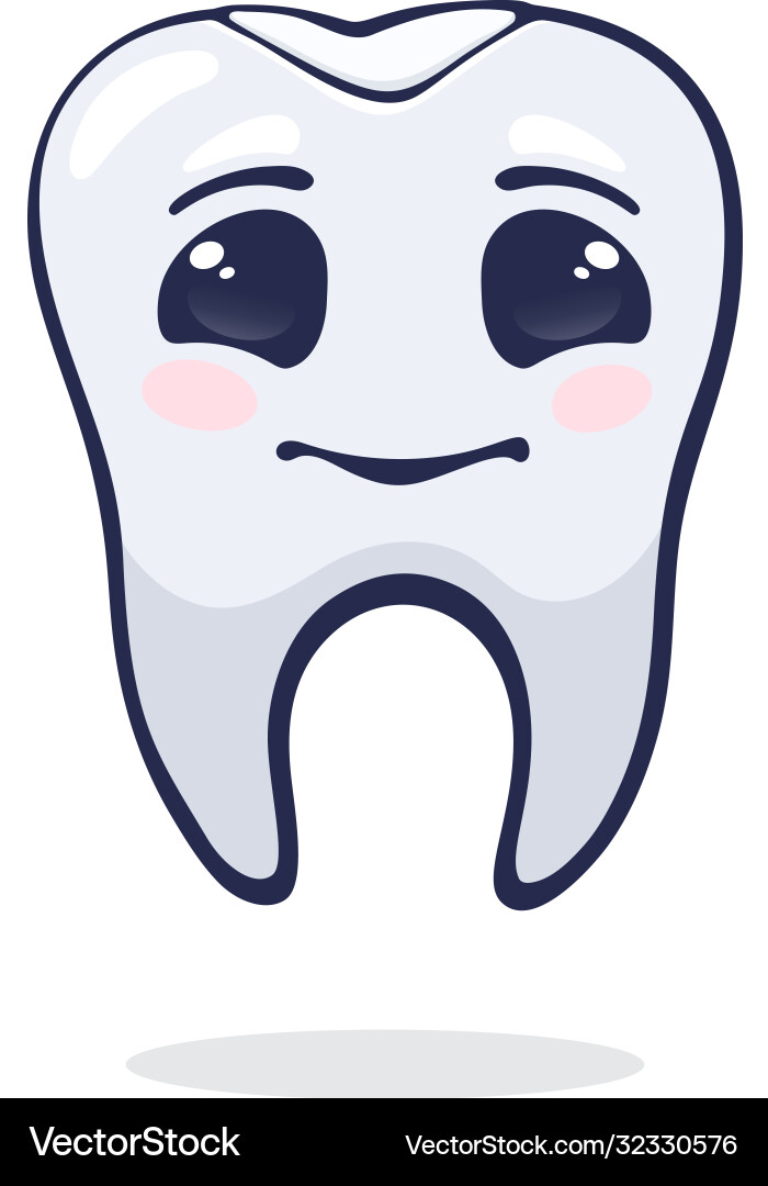 Cute cured human tooth with happy eyes Royalty Free Vector