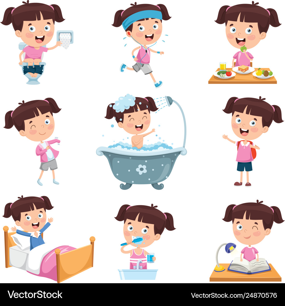 Girl Having Fun Activities Royalty Free Vector Image