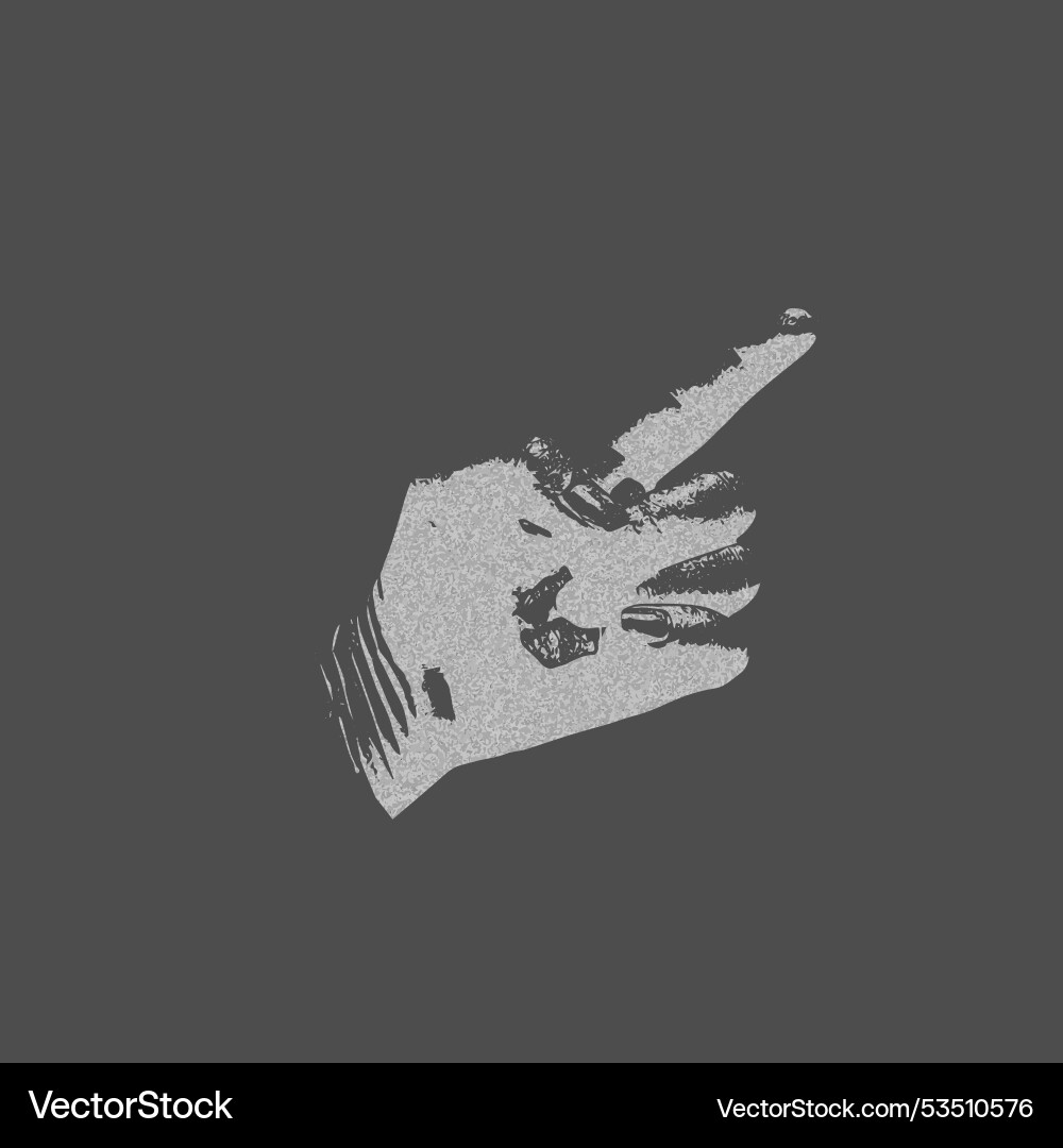 Grainy hand pointing forefinger retro negative Vector Image