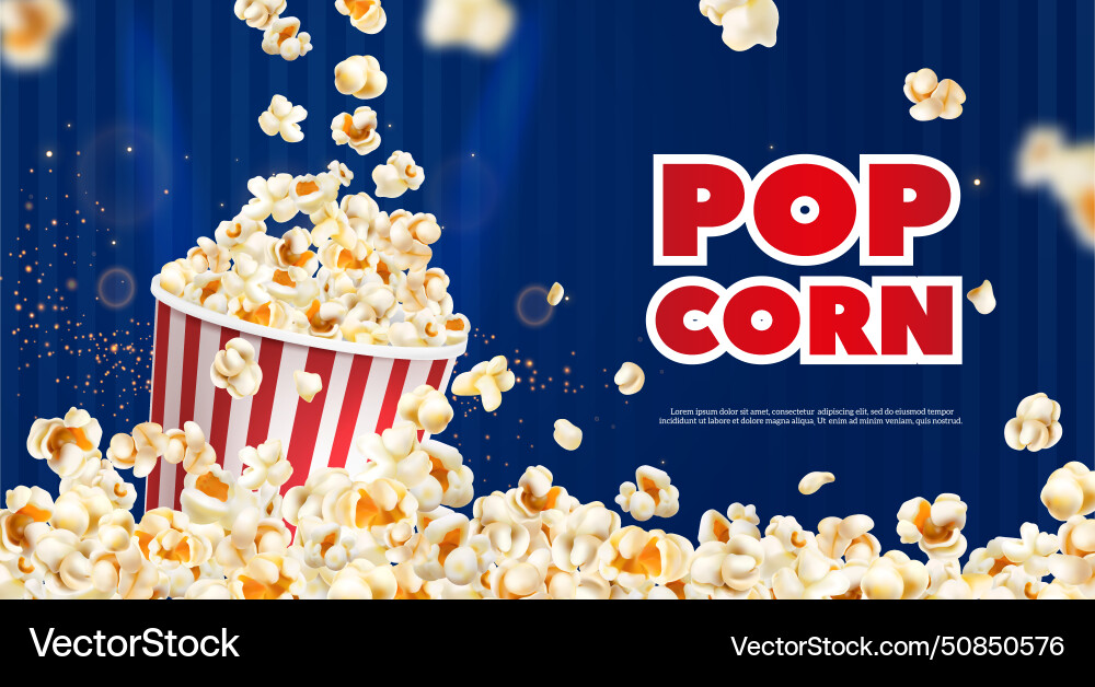 Realistic popcorn poster Royalty Free Vector Image