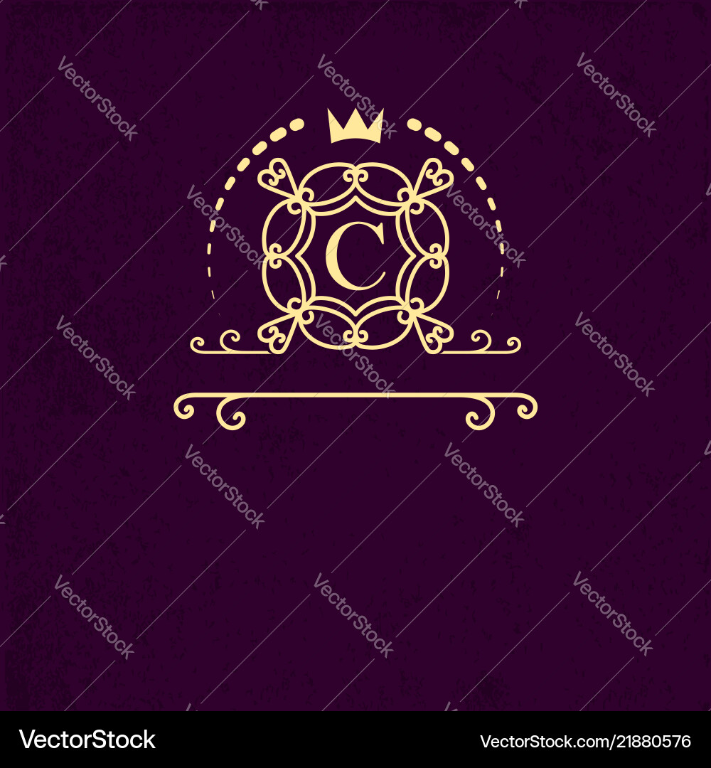 Richly ornamented frame around the letter c Vector Image