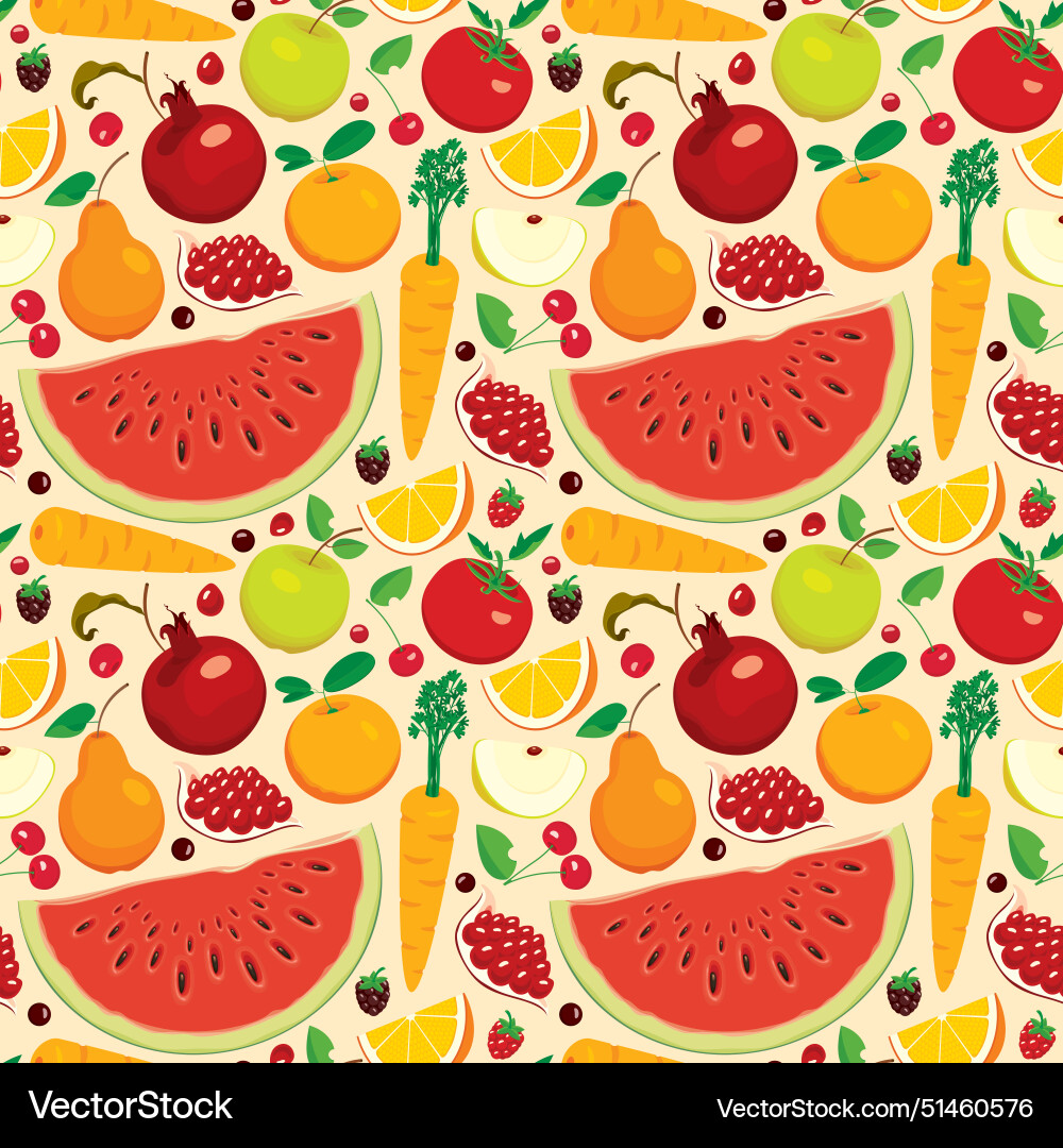 Seamless pattern with whole and sliced fruits Vector Image
