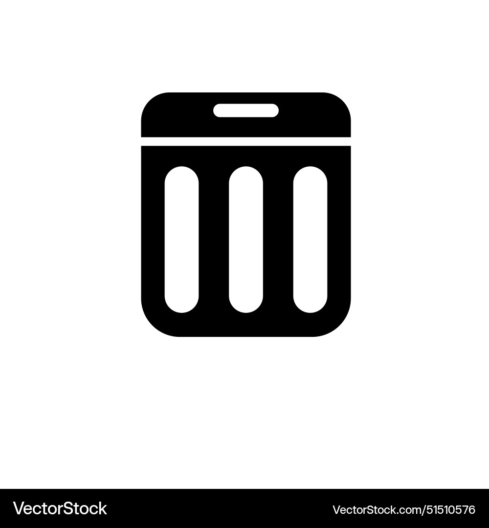 Trash can bin solid flat icon isolated on white Vector Image