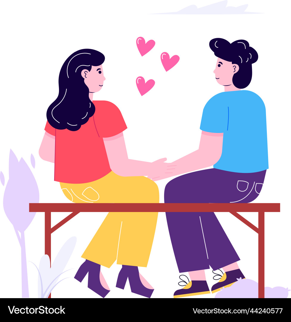 A character based flat of dating Royalty Free Vector Image