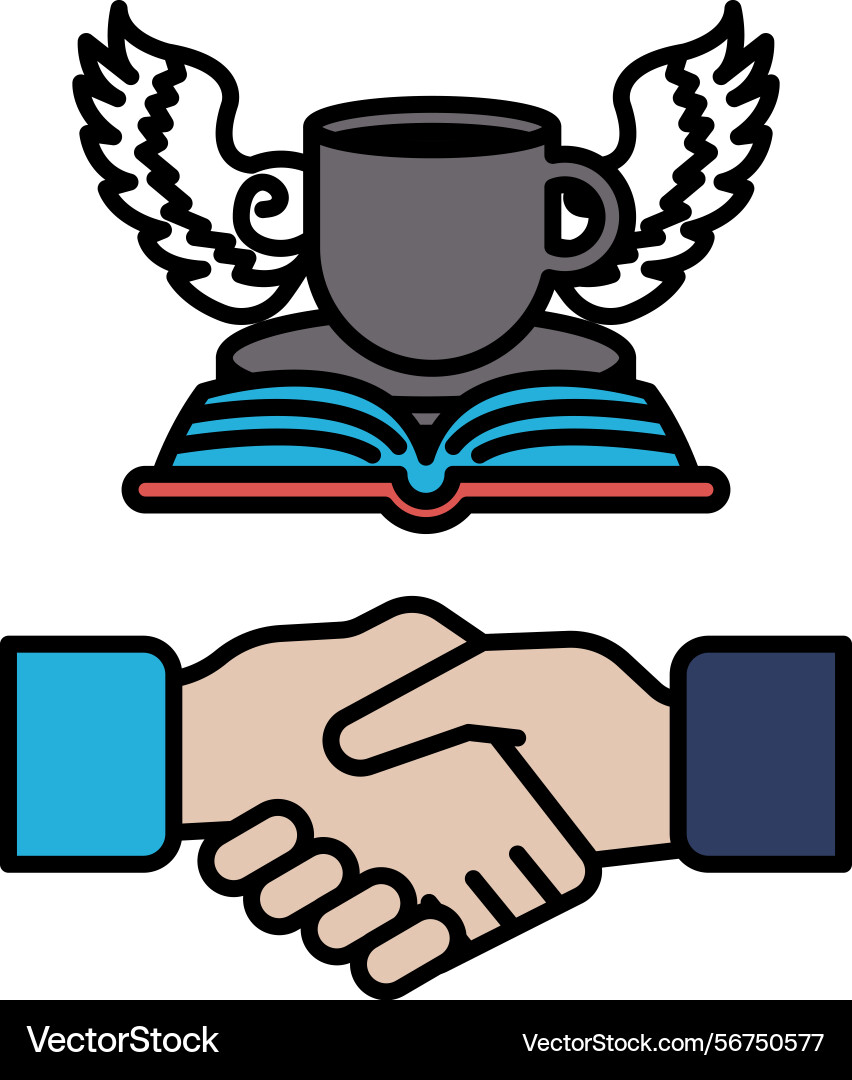 A hand shaking cup with wings Royalty Free Vector Image