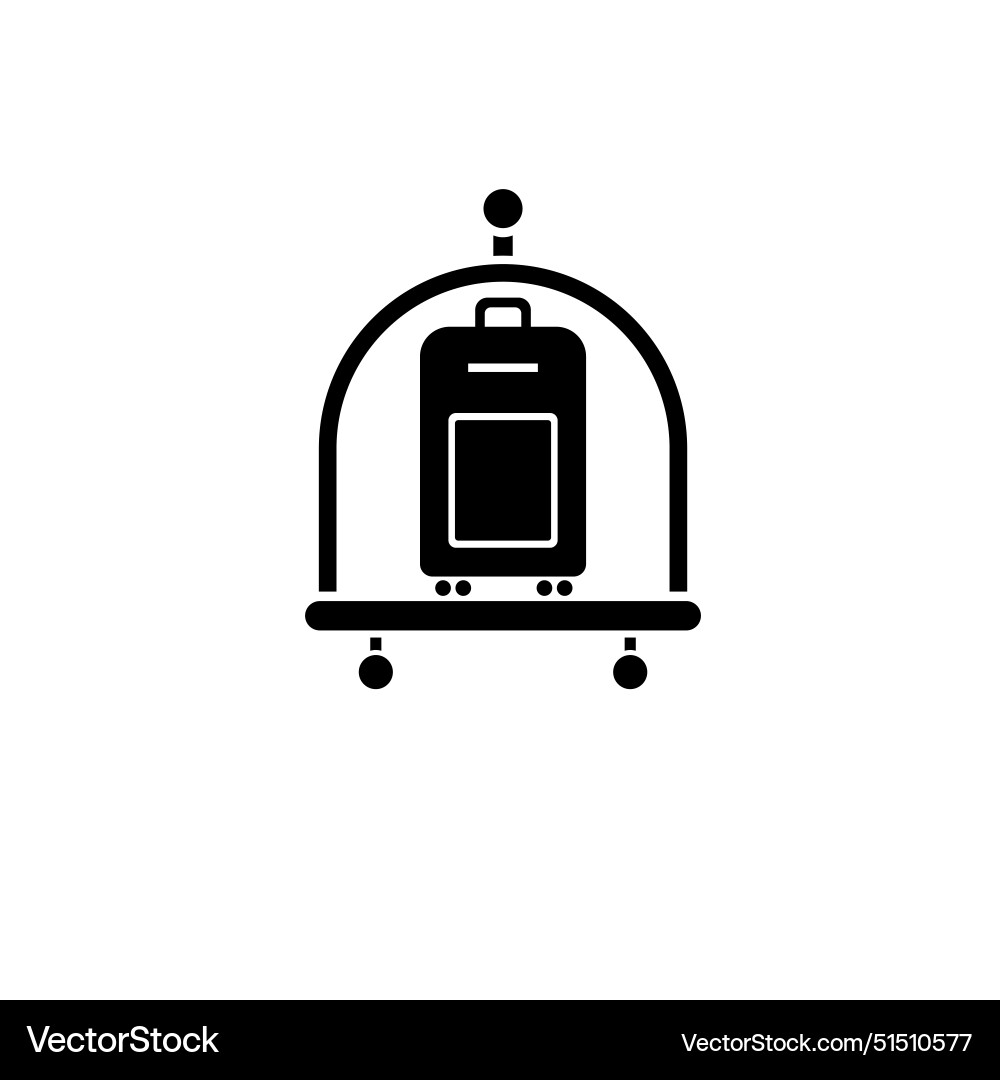 Baggage luggage suitcases trolley solid flat icon Vector Image