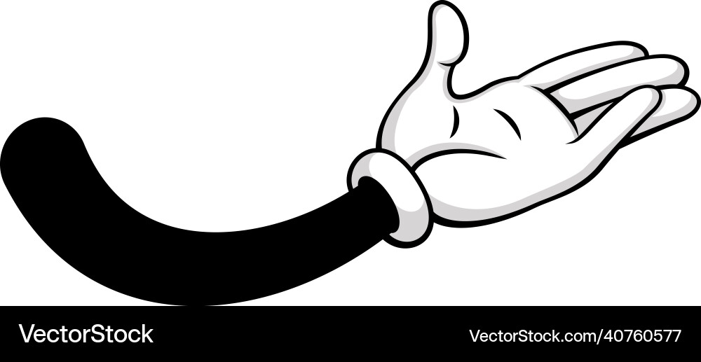 Comic cartoon hand with open palm in white gloves Vector Image