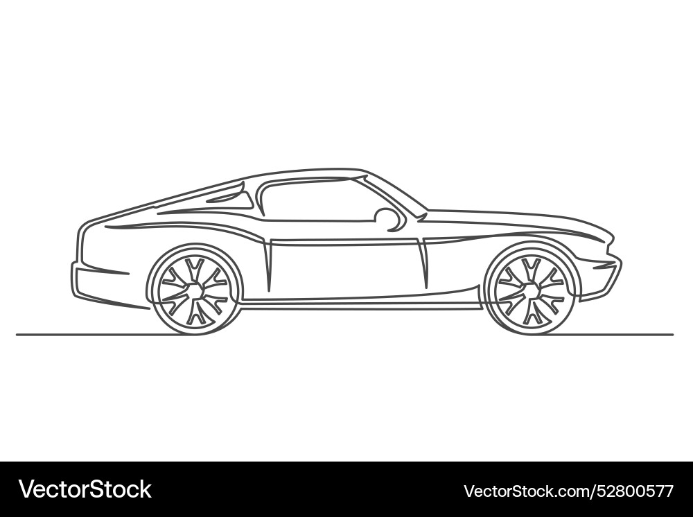 Continuous drawing of one line an car Royalty Free Vector