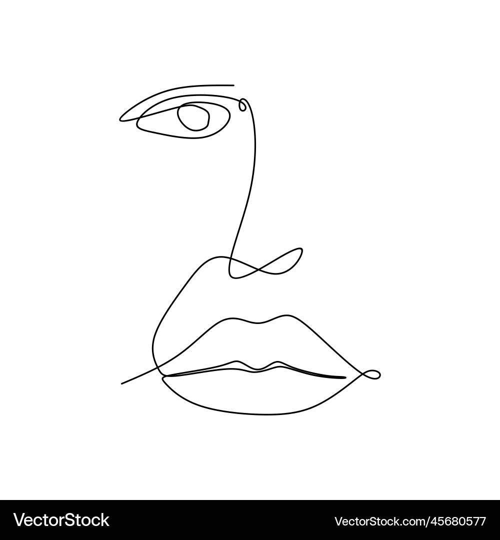 Continuous line drawings of beautiful model faces Vector Image