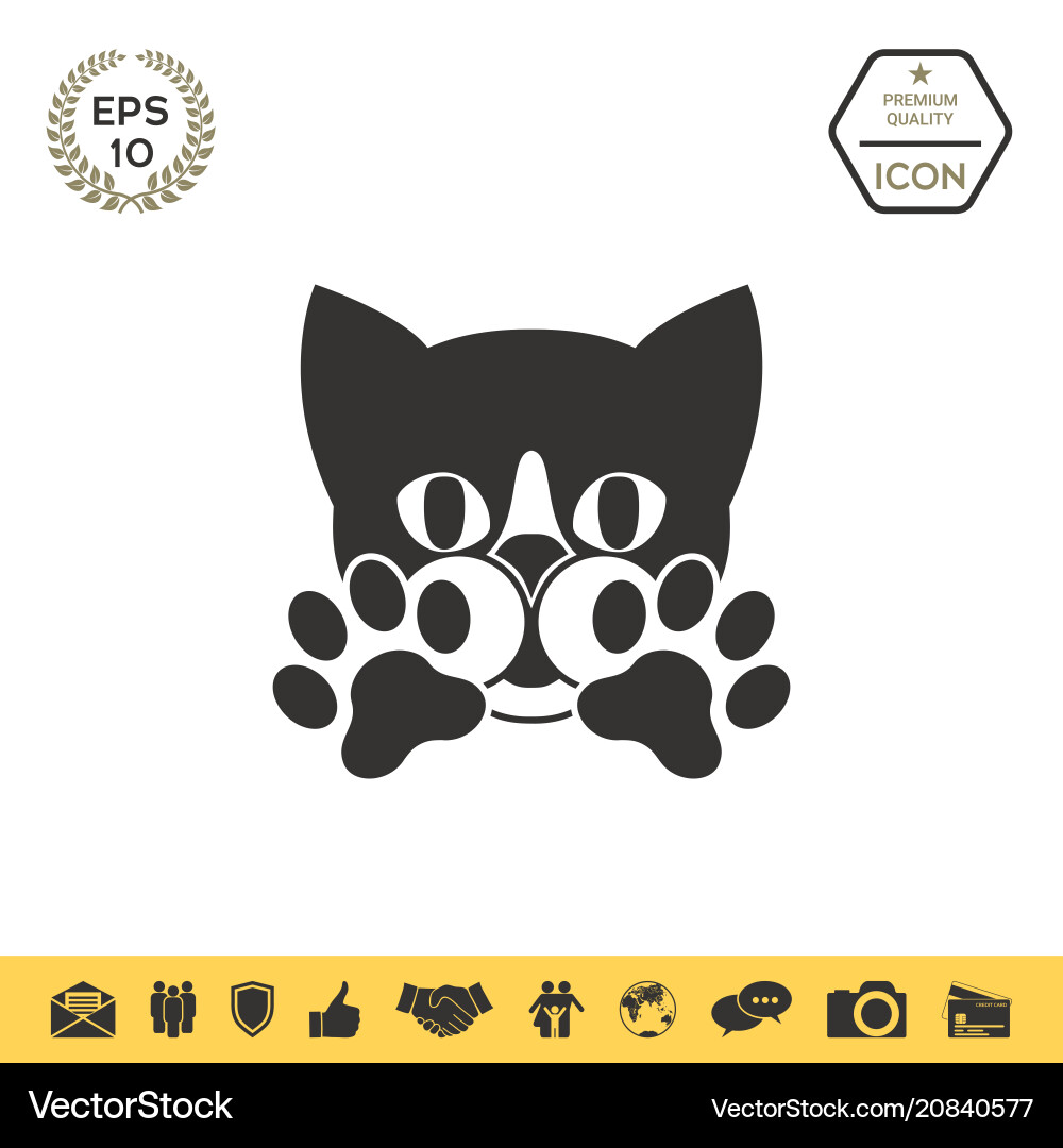 Cute cat paws - logo symbol protect sign Vector Image