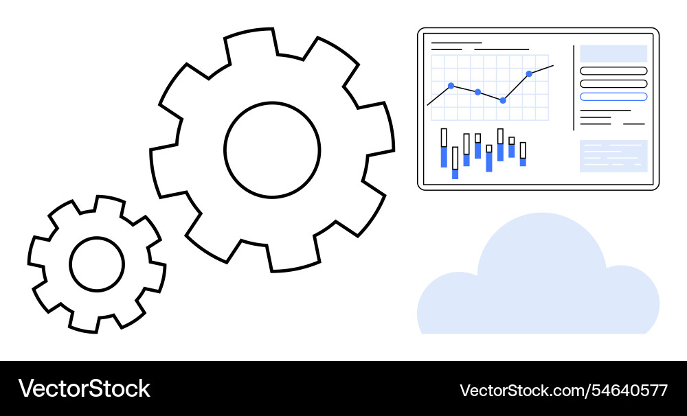 Datenanalyse und Cloud Computing-Integration Vektorbild
