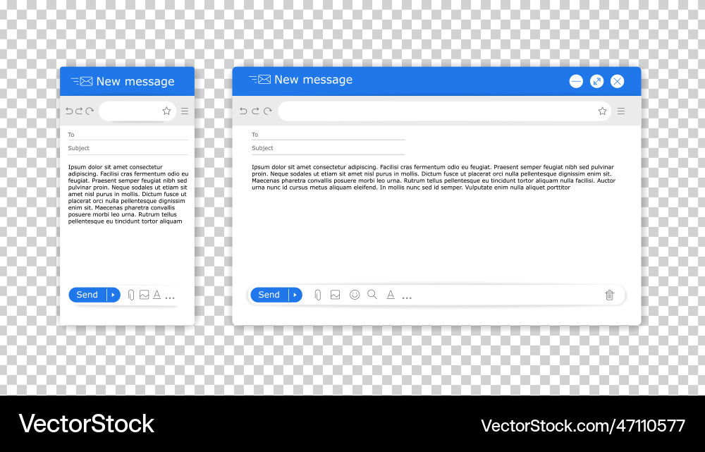 Email mockup online mail ui window for message Vector Image