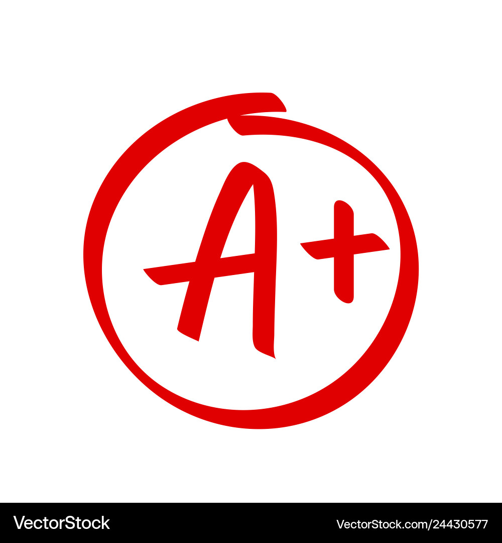 Grade A Plus Result - School Mark Icon Royalty Free Vector