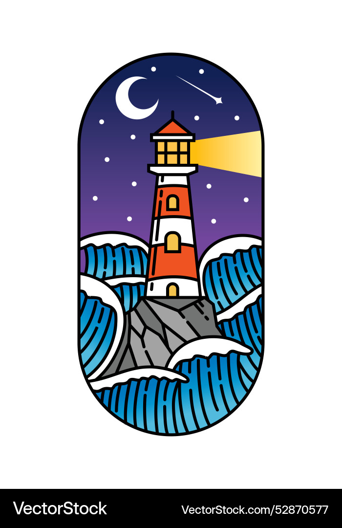 Lighthouse view at sea Royalty Free Vector Image